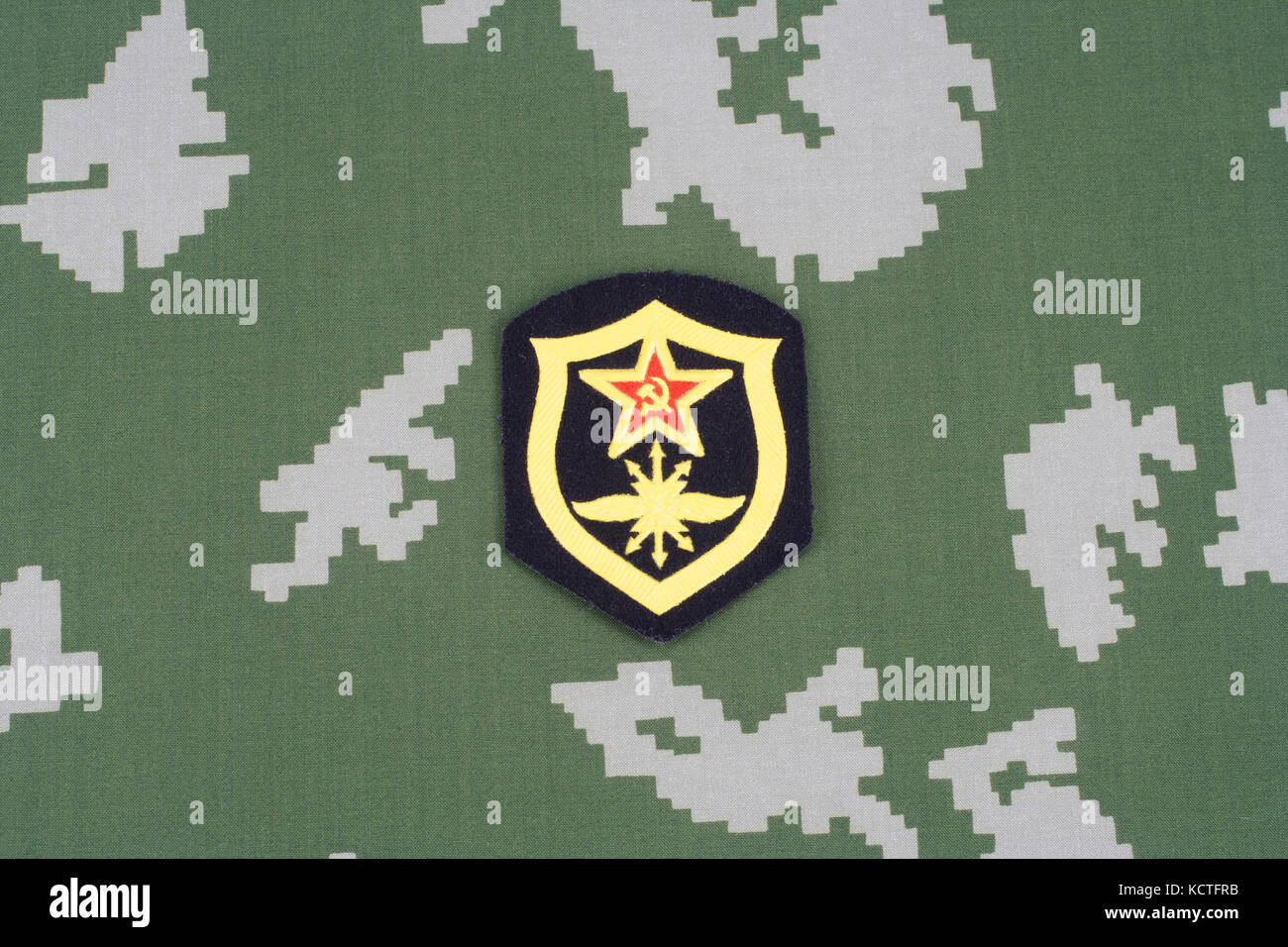 Soviet Army Signal Troops shoulder patch on camouflage uniform Stock ...