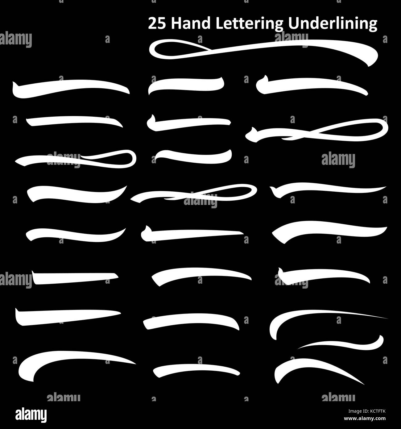 Set of hand lettering underlines lines isolated on white, vector ...