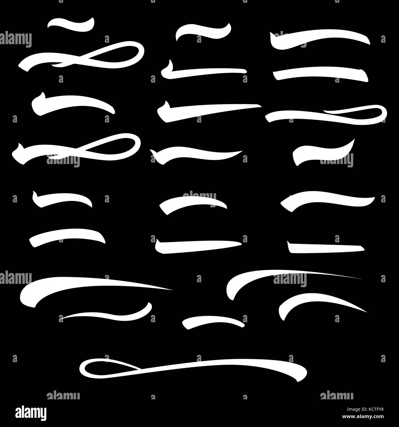 Set of hand lettering underlines lines isolated on background, vector ...