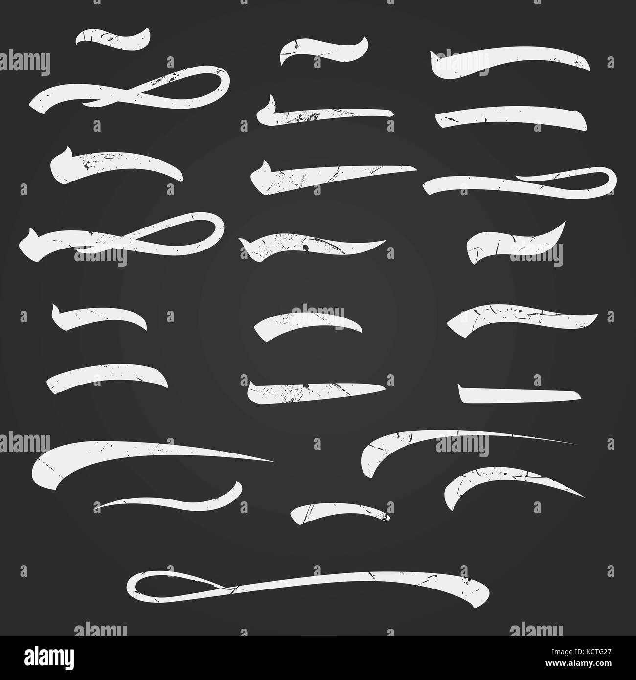 Set of Hand Lettering Underlines Lines Isolated On White. Handwritten ...