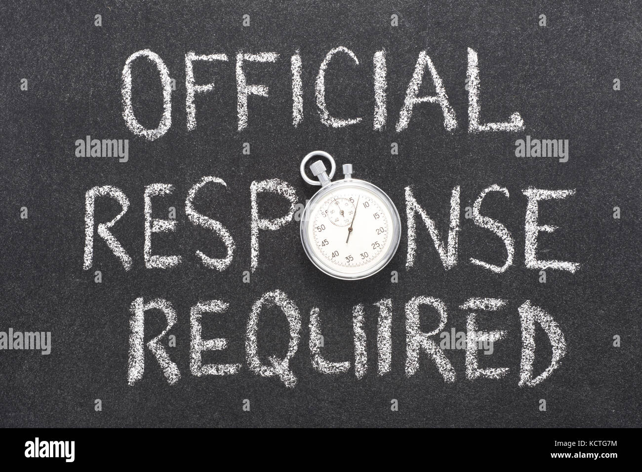 official response required phrase handwritten on chalkboard with ...