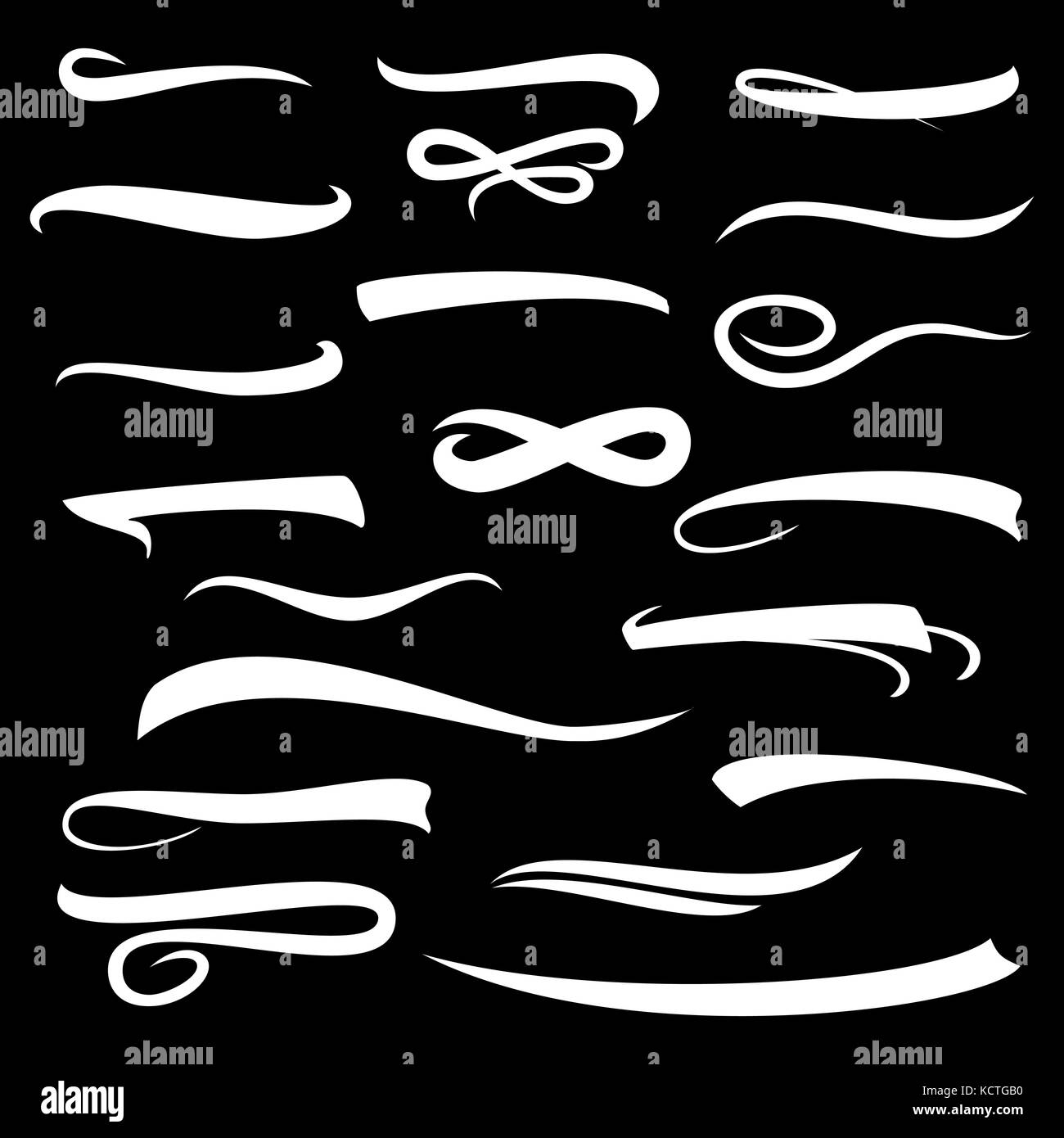 Underlines Lettering Lines Set Isolated. Handwritten Letter. Vintage ...