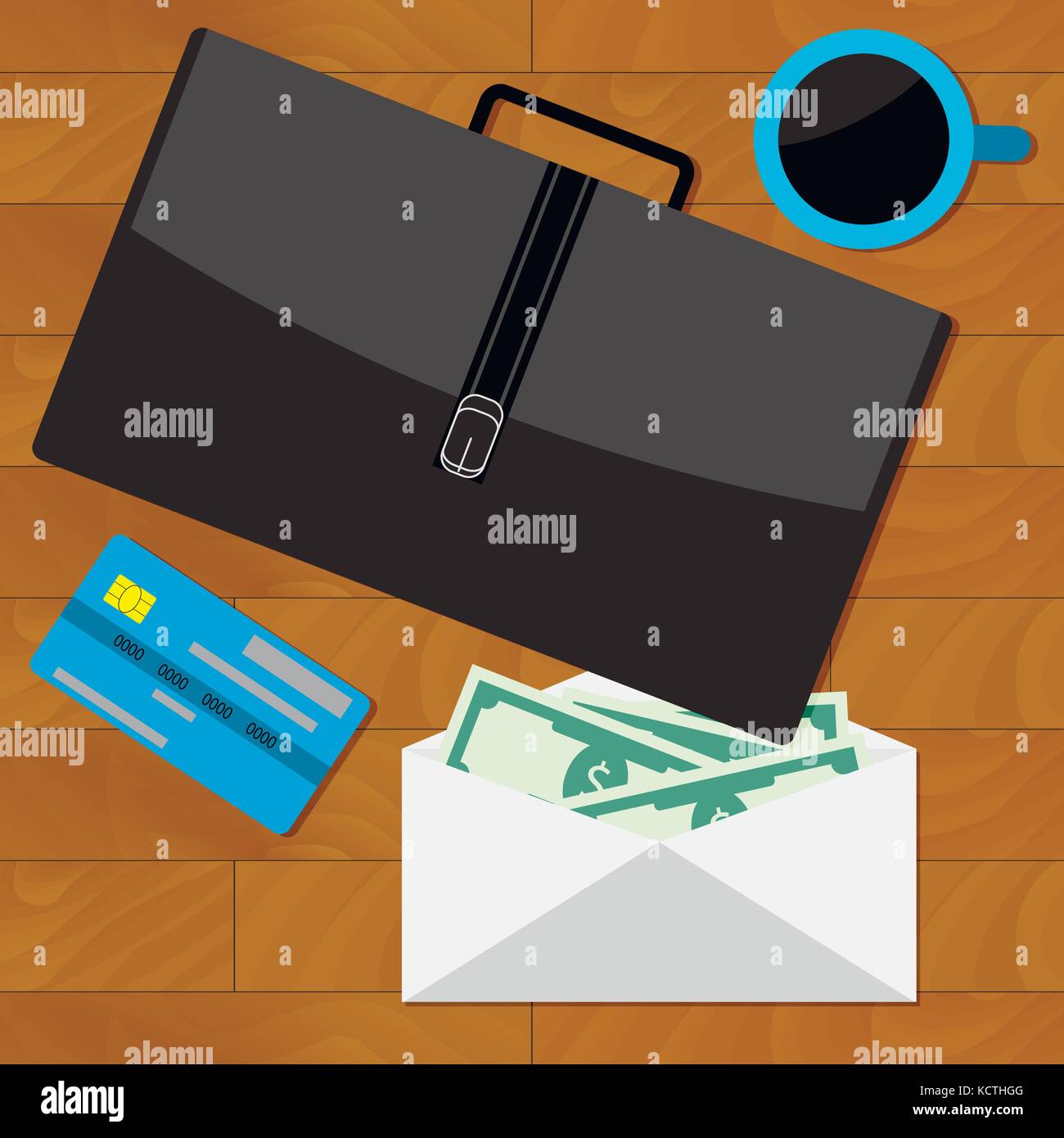 Salary and wage business concept overhead style. Vector compensation ...