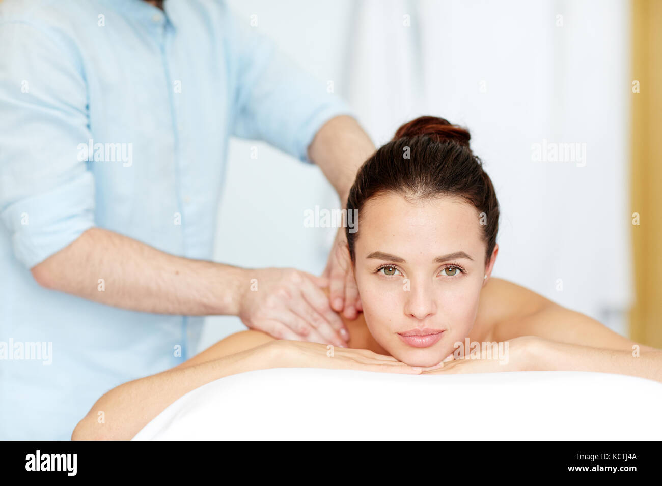 Relaxed woman enjoying spa hi-res stock photography and images - Alamy
