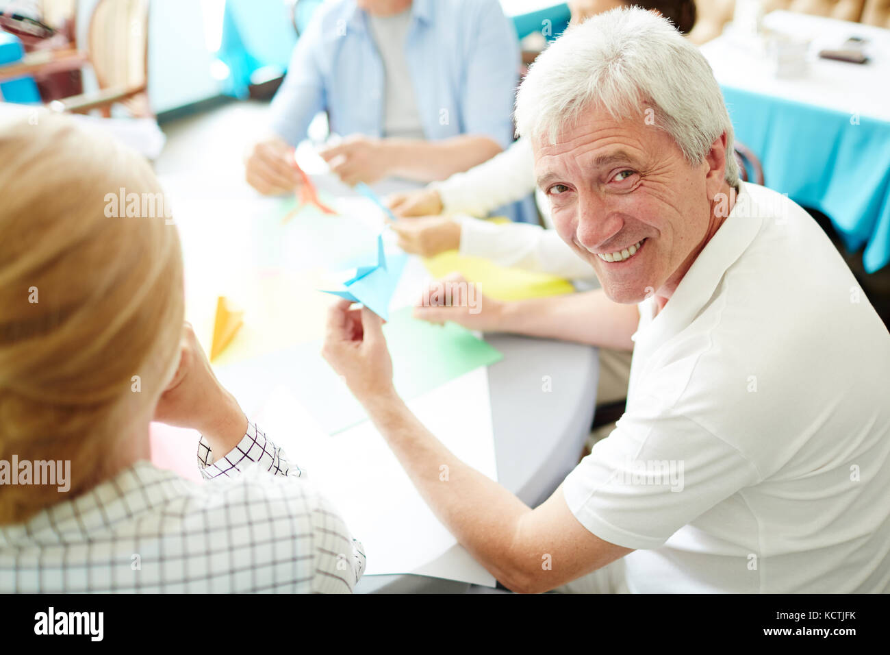 Having Fun at Workshop Stock Photo - Alamy