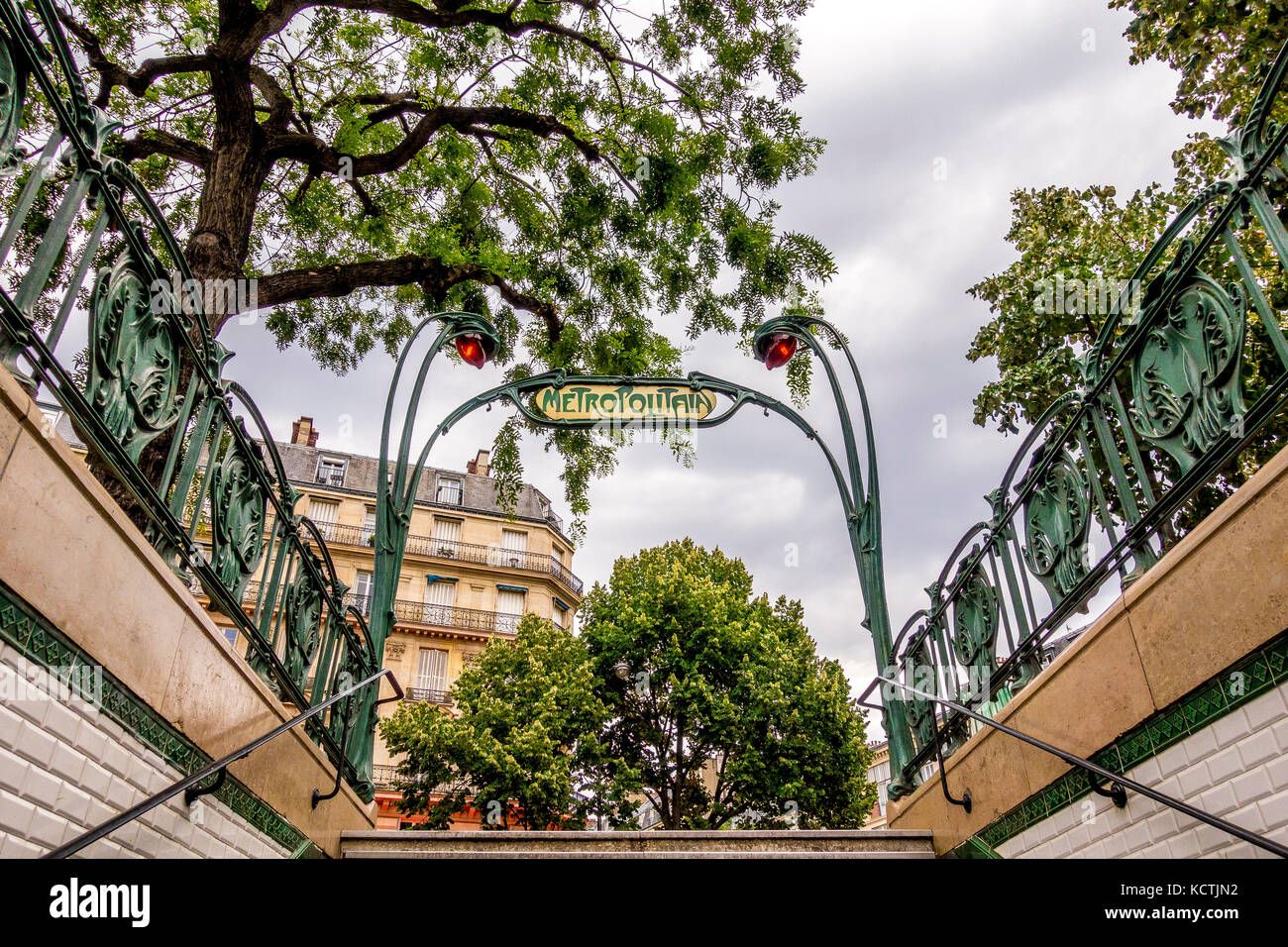 The art nouveau exit of the Paris Metro Stock Photo - Alamy