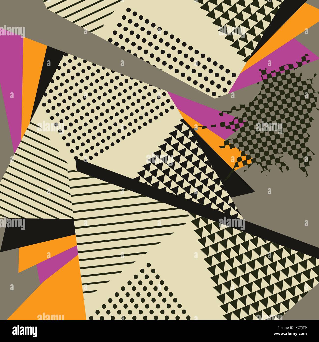 Pop Art Abstract Geometric Collage Orange Pattern Stock Vector Image ...