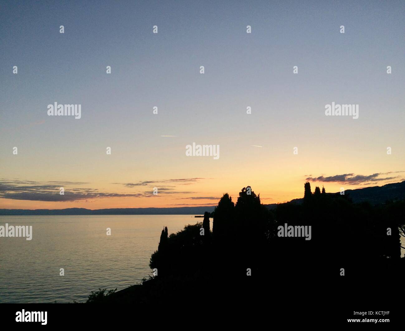 Sunset over Lake Geneva from Clarens Stock Photo - Alamy