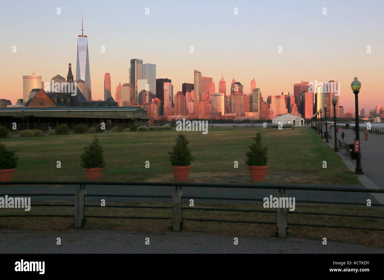 The view of Lower Manhattan skyline from Liberty State Park,Jersey City ...
