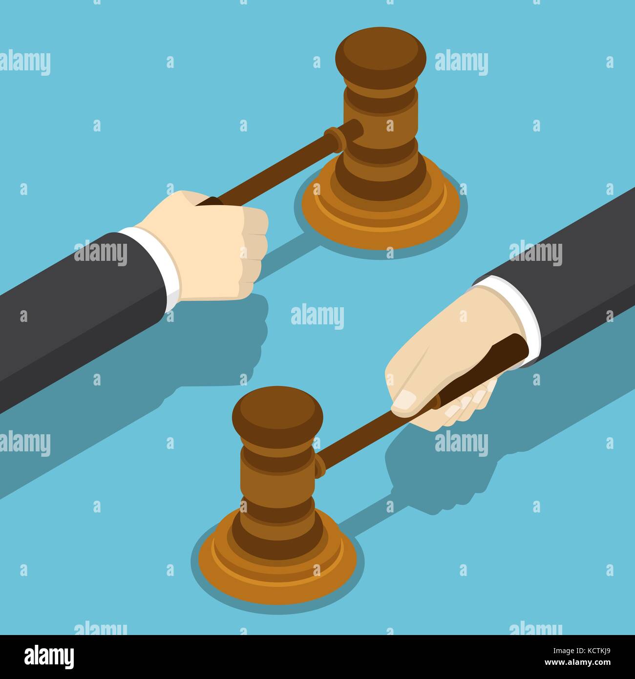 Flat 3d isometric businessman hand with the judge gavel. Justice and ...