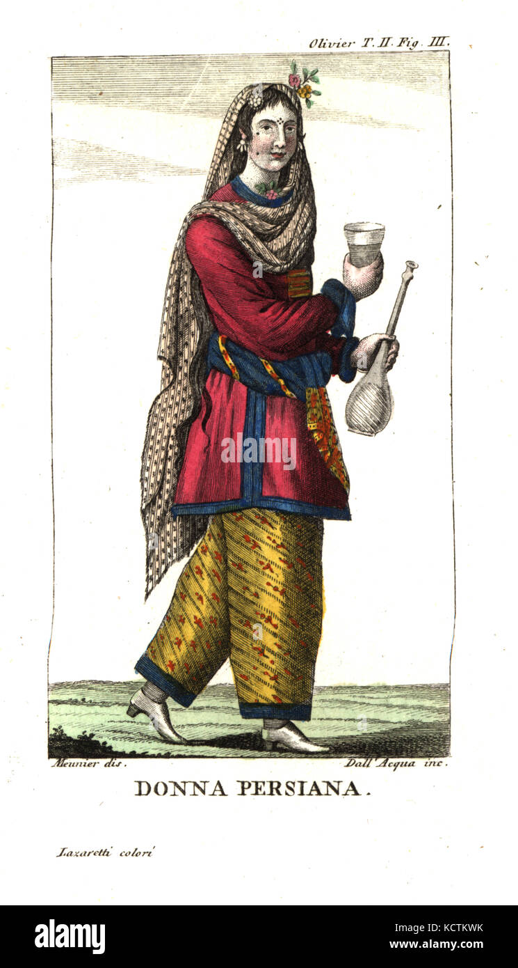 Persian woman in dance costume. Illustration by Mounier from Guillaume ...