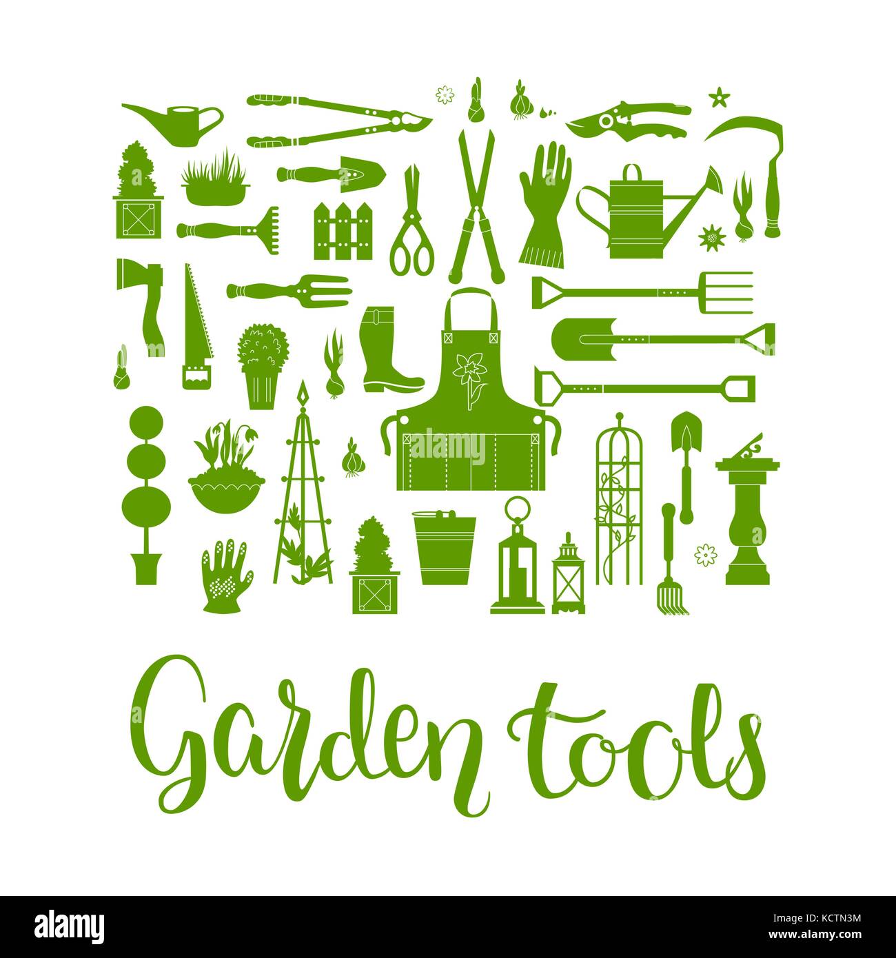 Garden tools shovel rake Stock Vector Images - Alamy