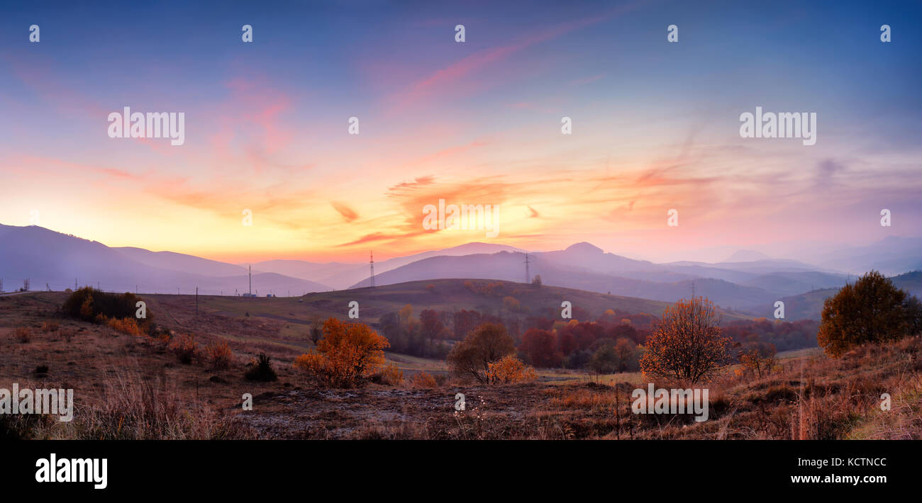 Mountain autumn panoramic landscape with colorful forest. Panorama of ...