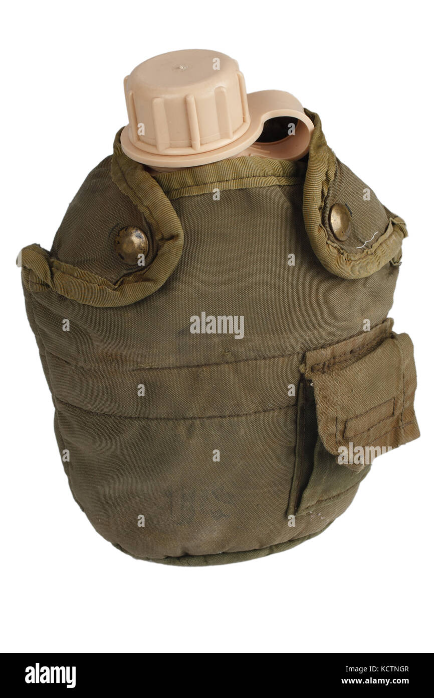 Army water canteen isolated Stock Photo - Alamy