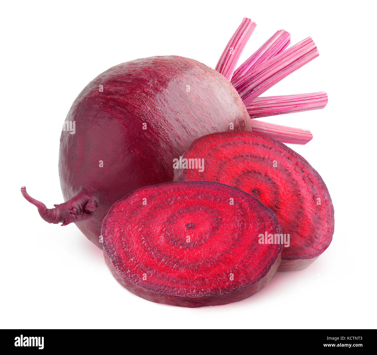 Isolated beetroot. Whole beetroot and two slices isolated on white ...