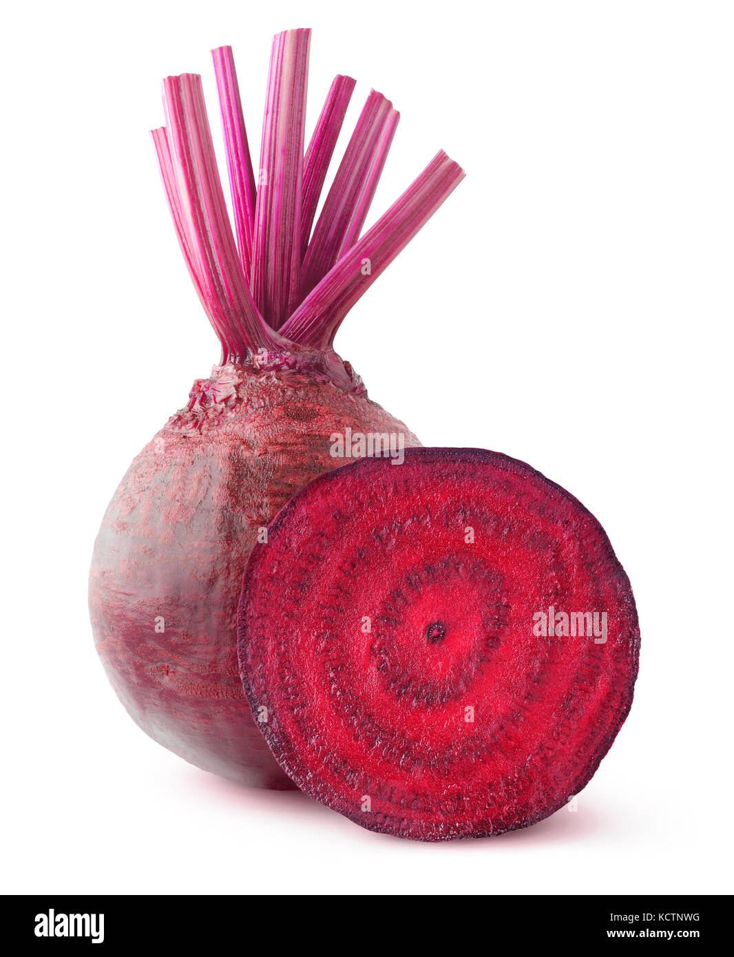 Isolated beetroot. Whole beetroot and a slice isolated on white background with clipping path ...