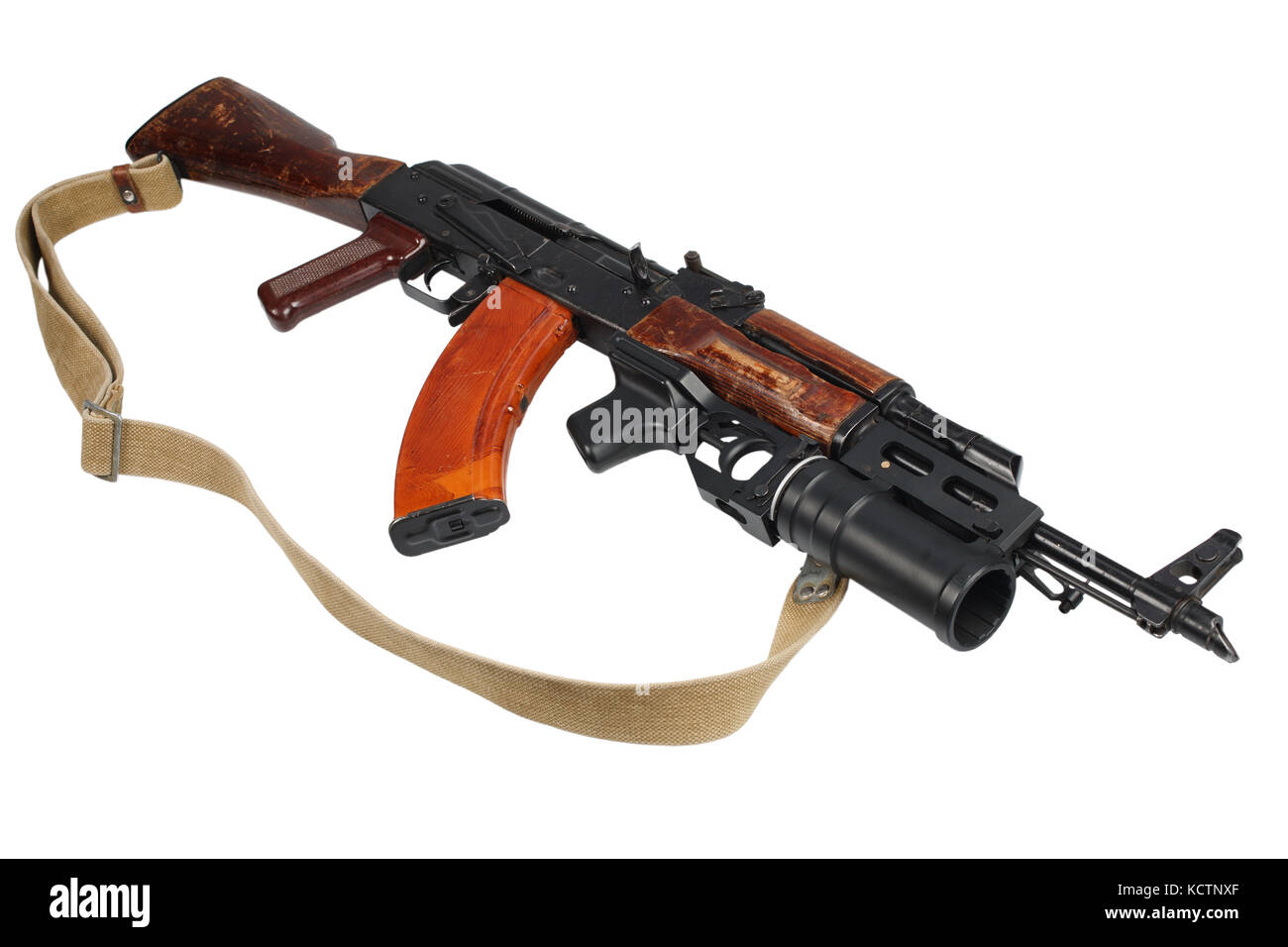 AK - 47 with underbarrel grenade launcher on white Stock Photo - Alamy