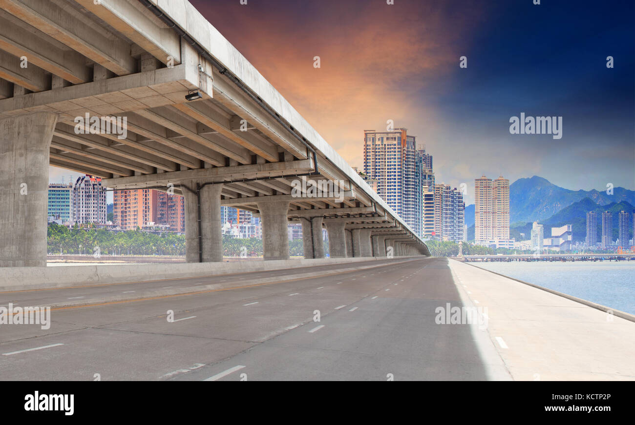 bridge road and urban building in city for infra structure development ...