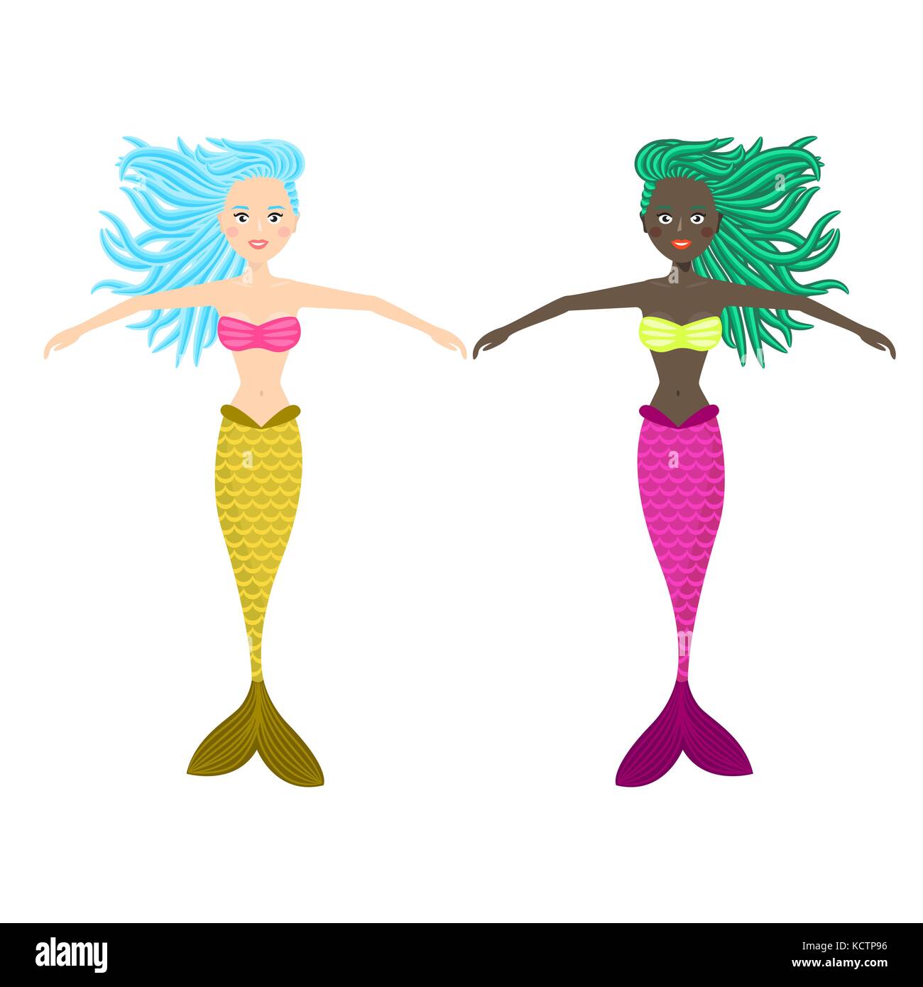 Mermaid cute girl vector illustration Stock Vector Image & Art - Alamy