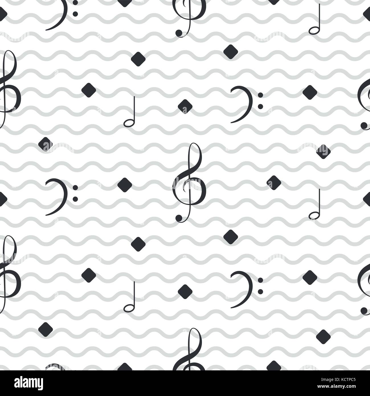 Music notes seamless vector wavy stripe pattern Stock Vector Image ...