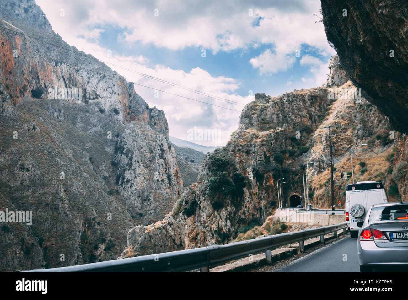 October 2nd, 2017, Topolia, Greece - tunnel in the Topolia gorge, on ...