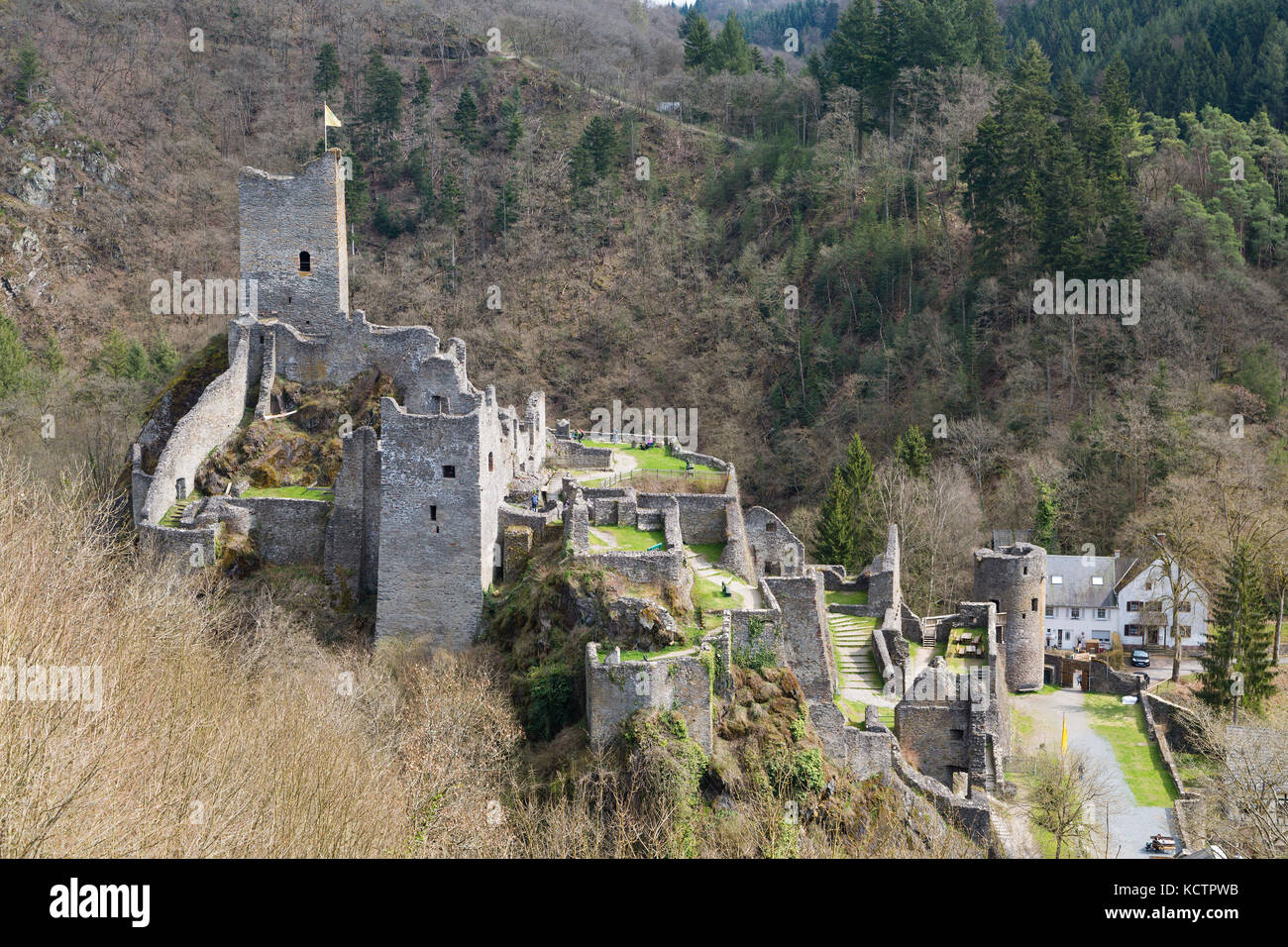 Castle ruin of the Niederburg Manderscheid in the Eifel, Germany in ...
