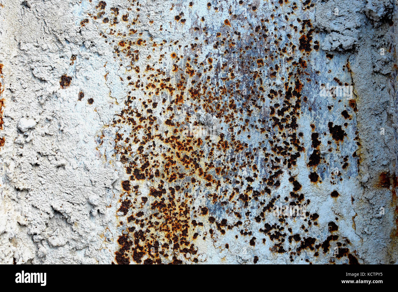 Texture of an old white rusted metal iron sheet. Detailed rust ...