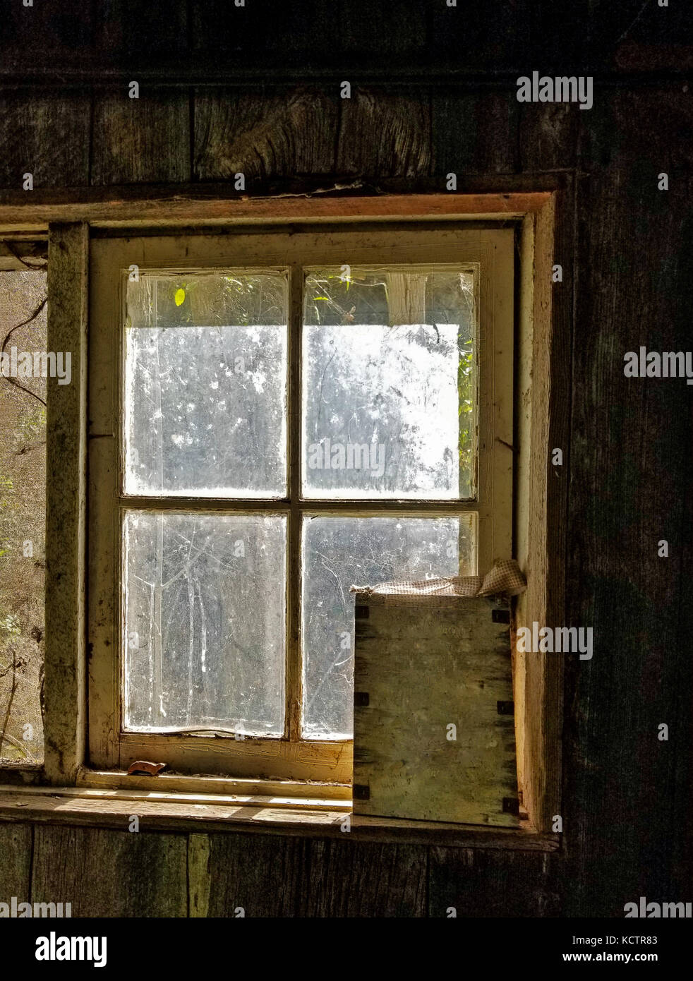 retro blank sign in grungy window Stock Photo - Alamy