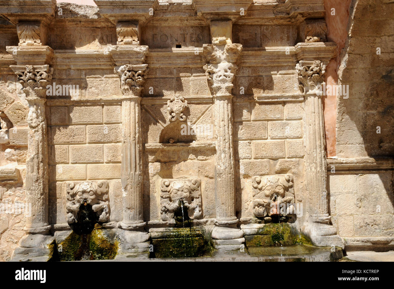The Rimondi Fountain in the centre of the Old Town in the Cretan city ...