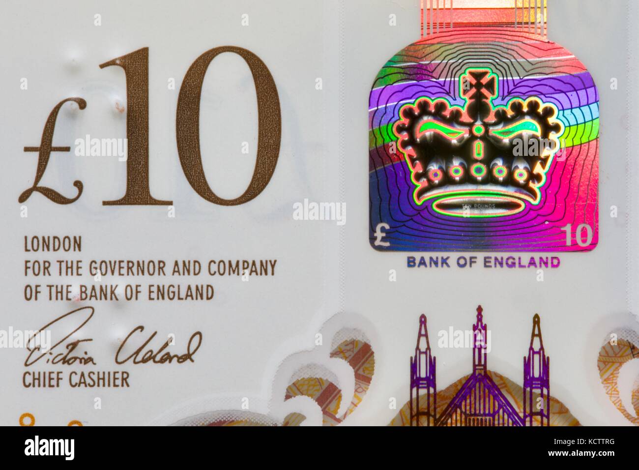 Holographic security feature on the new ten pound note Stock Photo - Alamy
