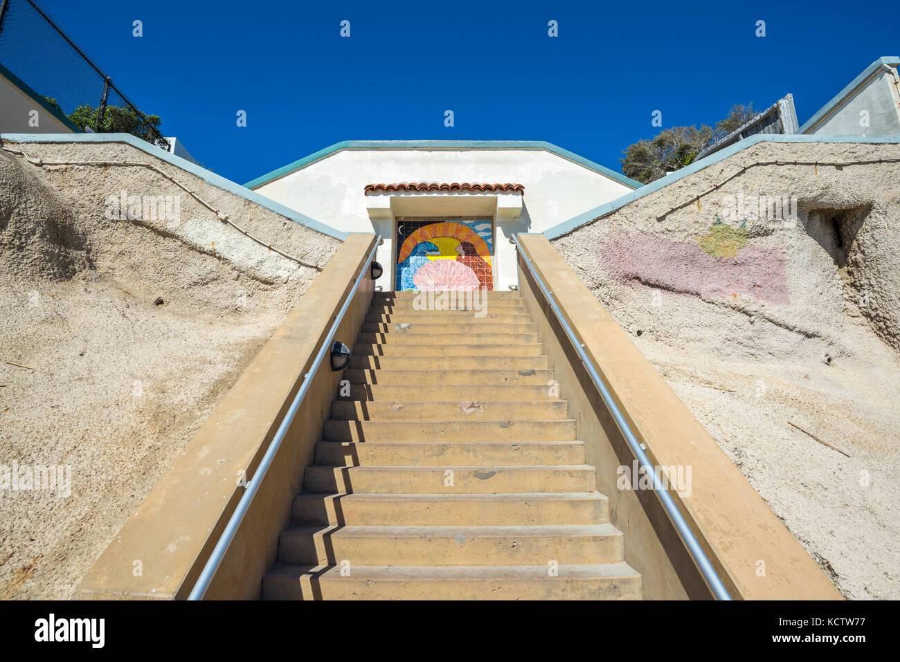 Steps leading down to Stone Steps Beach. Encinitas, California, USA ...