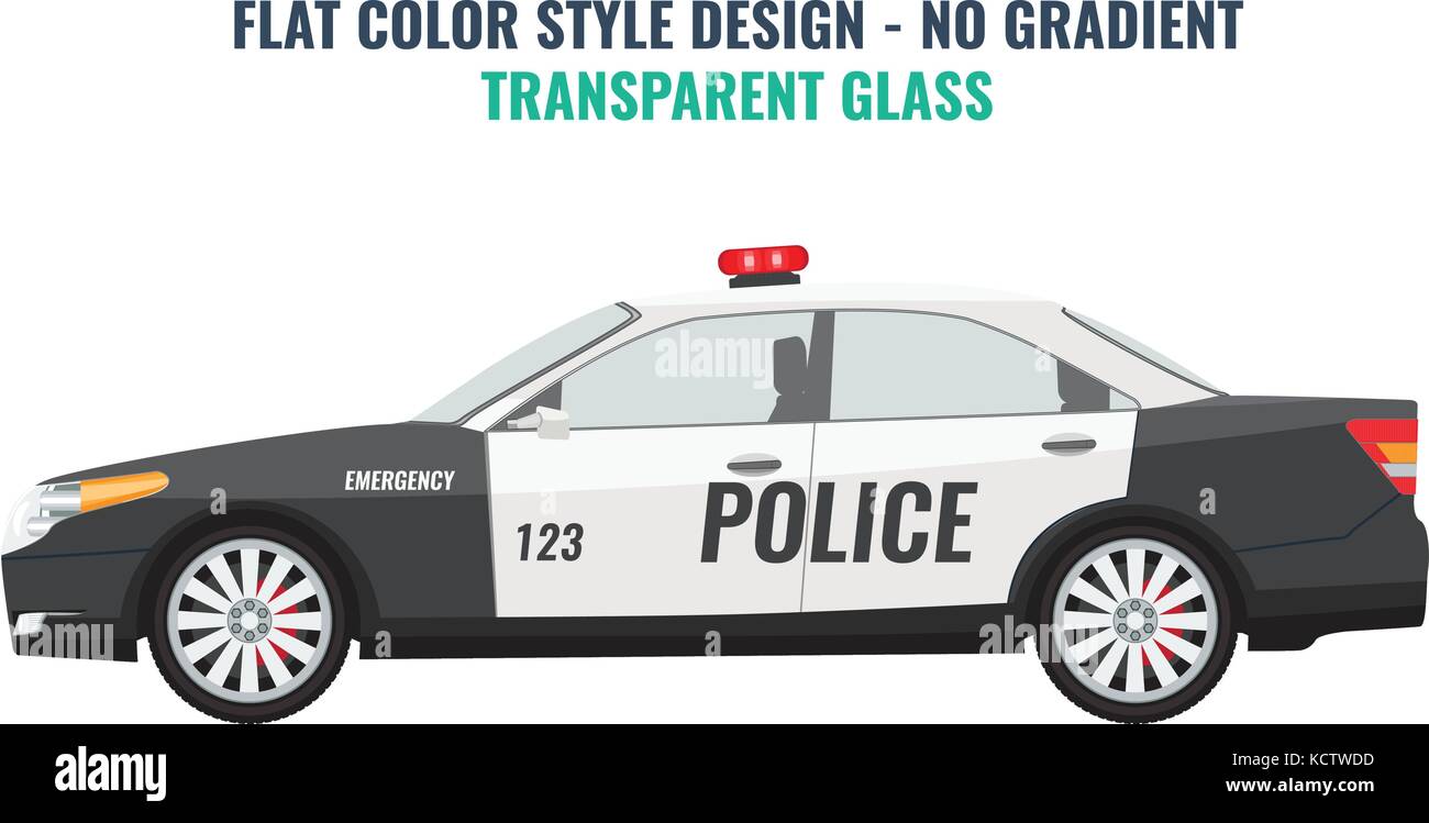 Police car side view. Flat and solid color vector Stock Vector Image ...