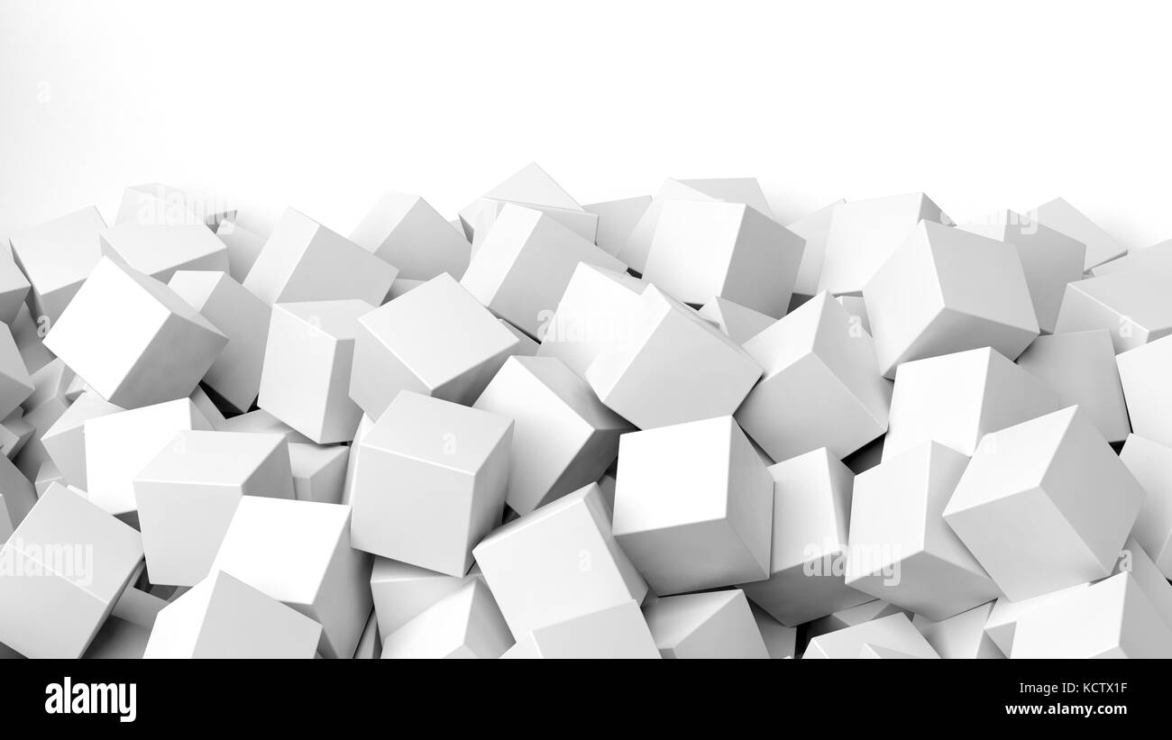3D white cubes pile, isolated on white with copy-space Stock Photo - Alamy