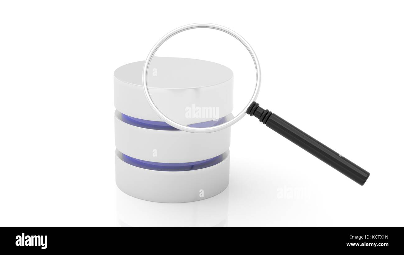 Database and magnifier icons isolated on white background Stock Photo ...