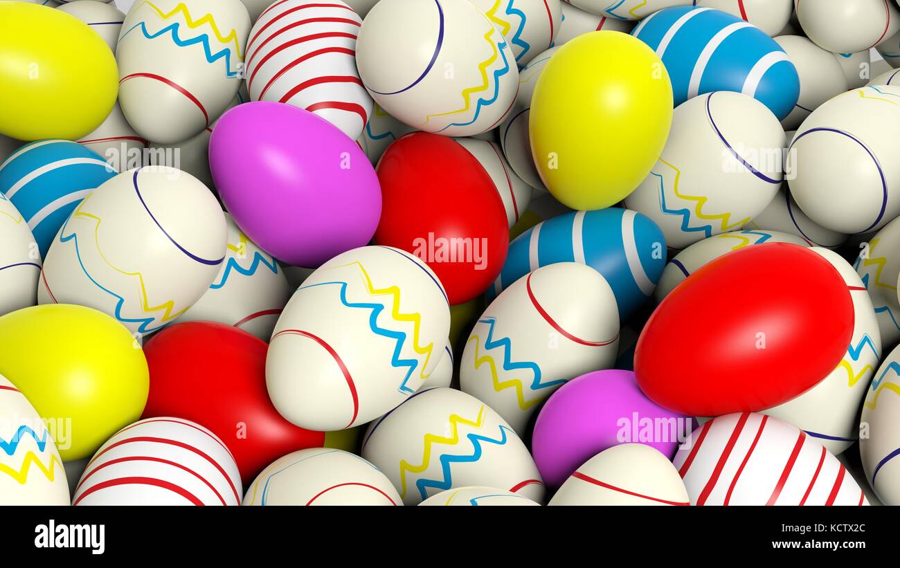 Background with many eggs painted in colors and shapes Stock Photo - Alamy