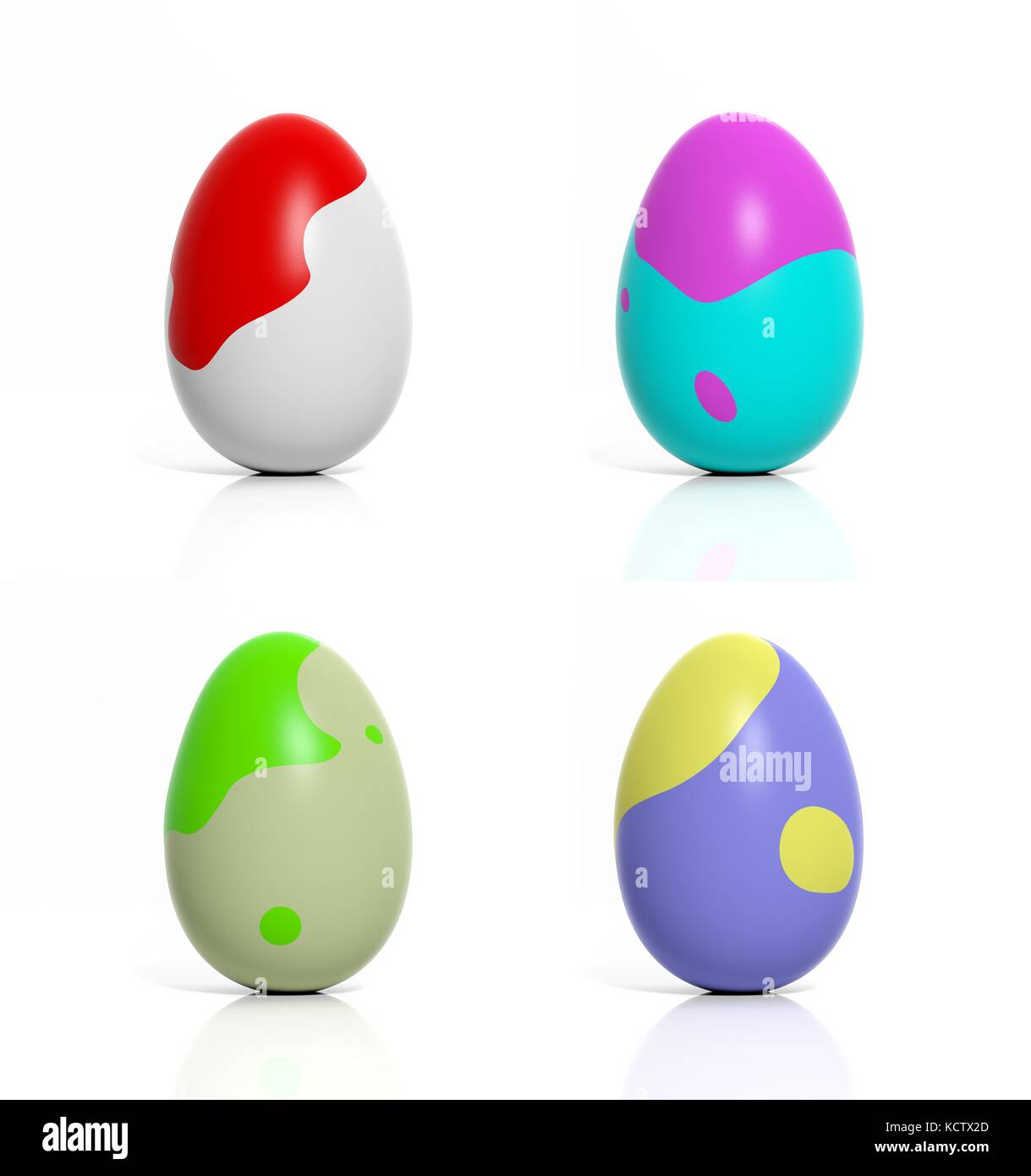 Four colored eggs with abstract shapes isolated on white Stock Photo ...