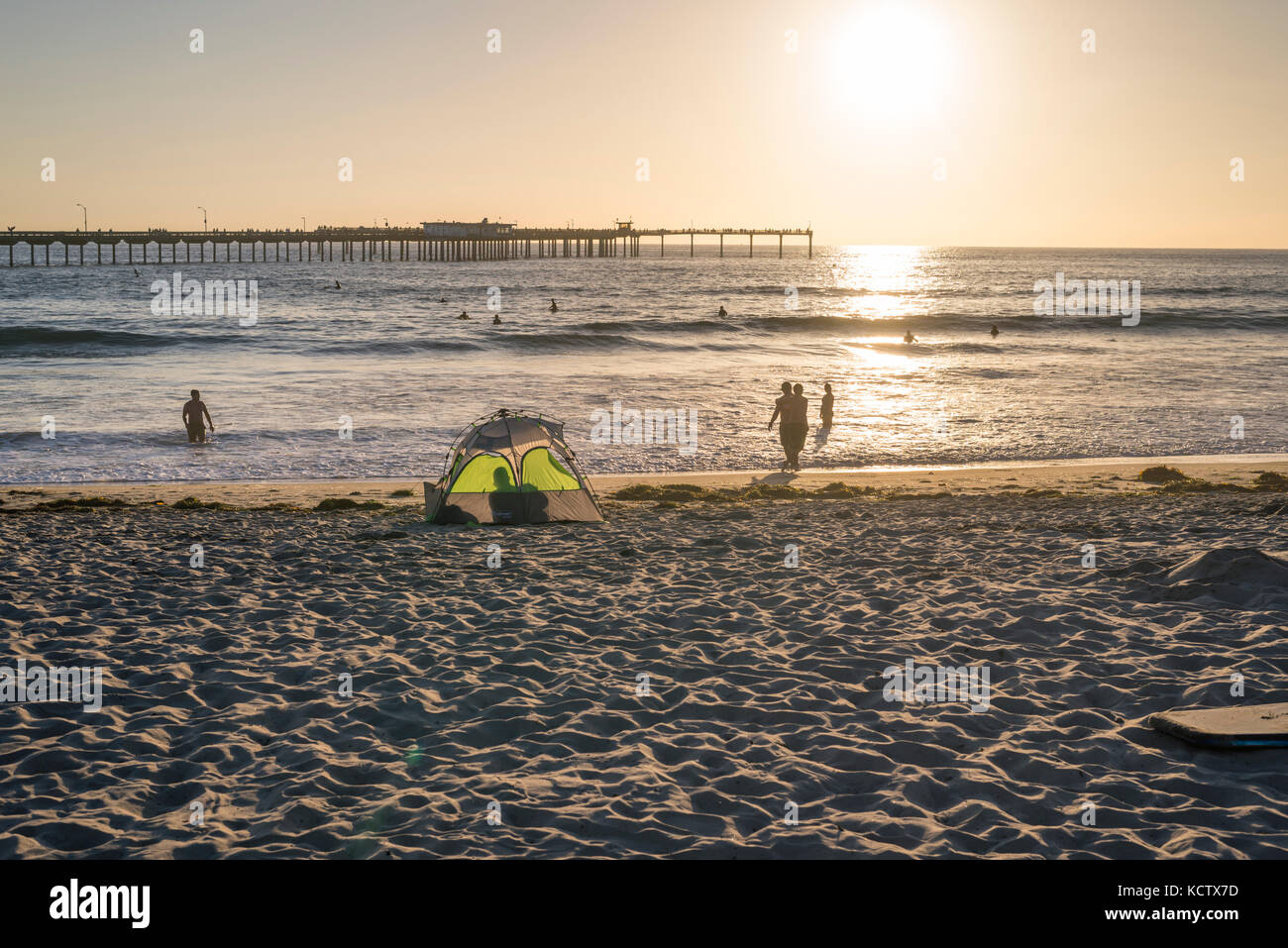 View of Ocean Beach in San Diego, California on a summer evening Stock ...