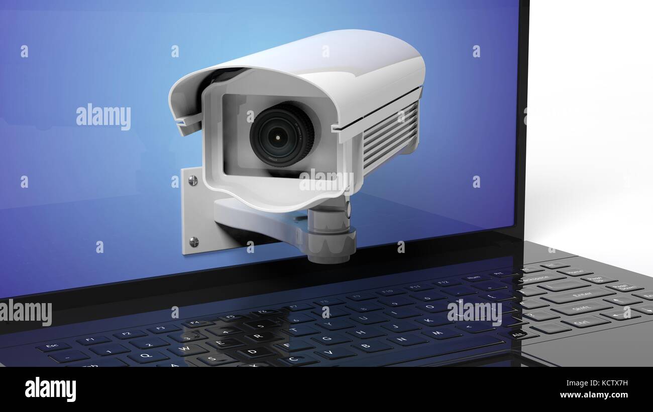 Security surveillance camera on laptop screen closeup Stock Photo - Alamy