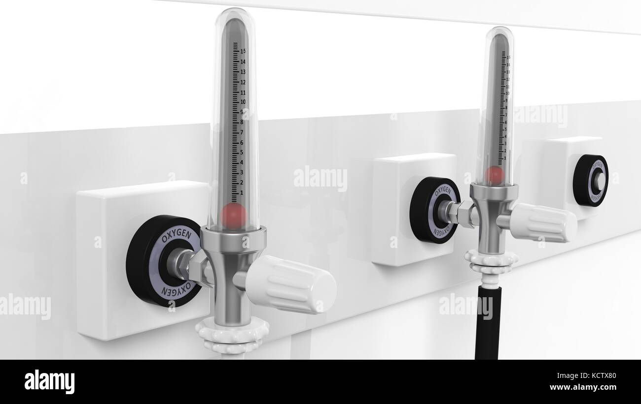 Oxygen flowmeter device closeup, isolated on white background Stock ...