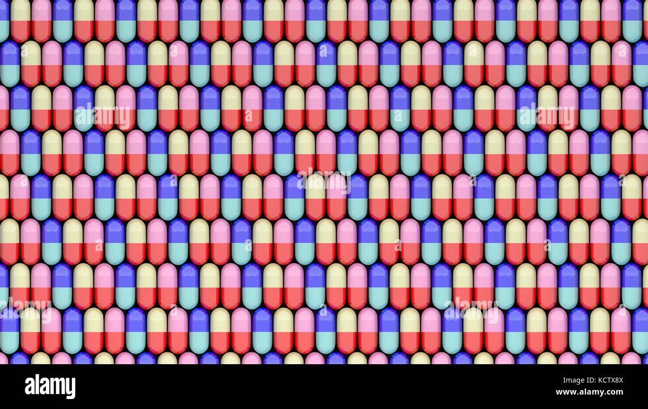 Colorful caplets continuous rows background Stock Photo - Alamy