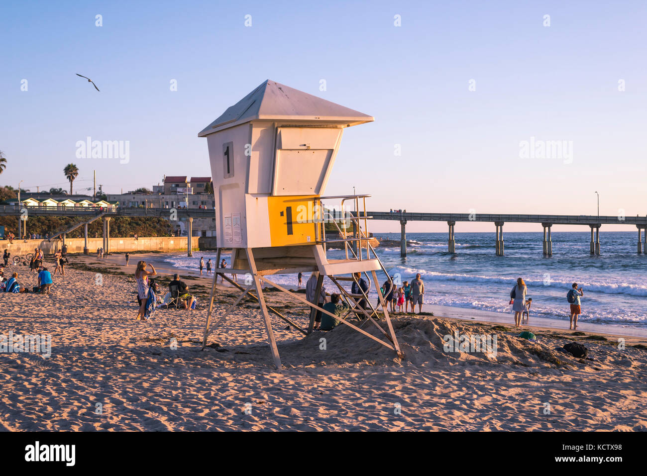 View of Ocean Beach in San Diego, California on a summer evening Stock ...