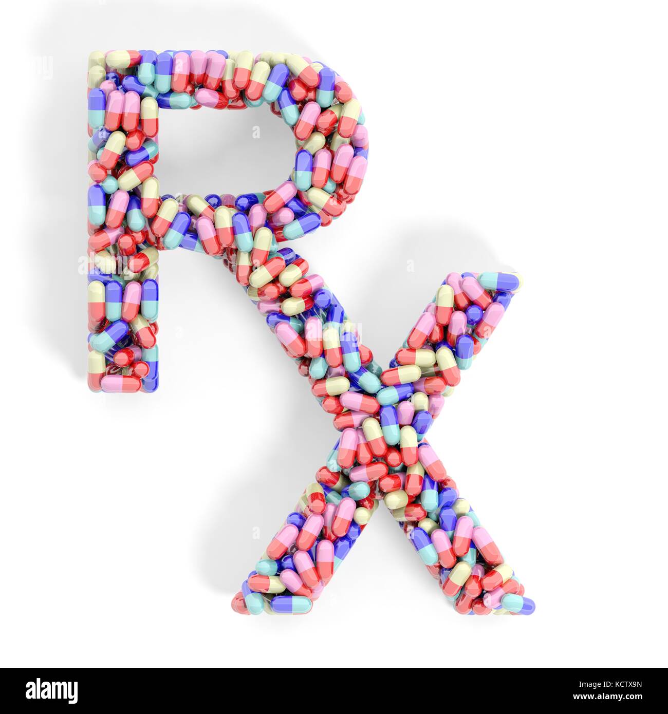 Colorful caplets in shape of Rx, isolated on white background Stock ...