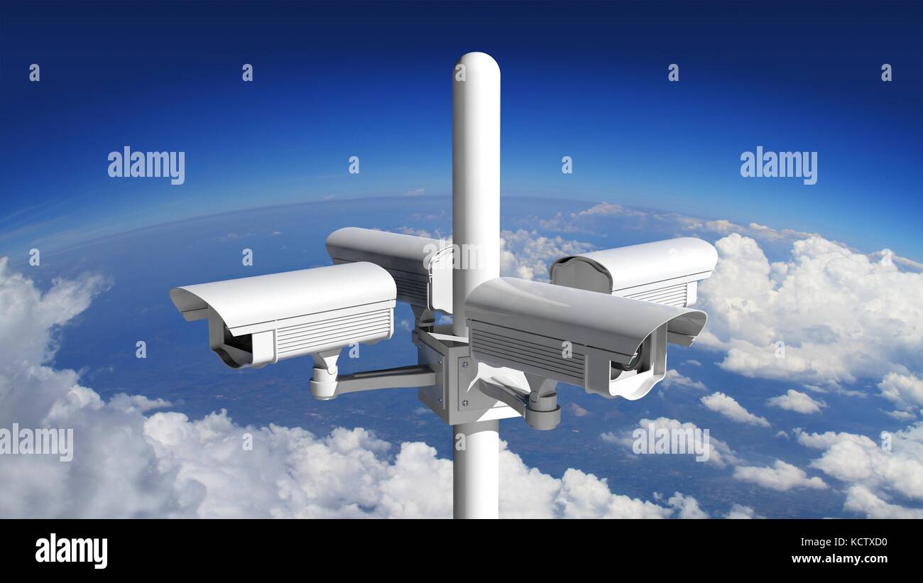 Security surveillance camera with blue sky background Stock Photo - Alamy