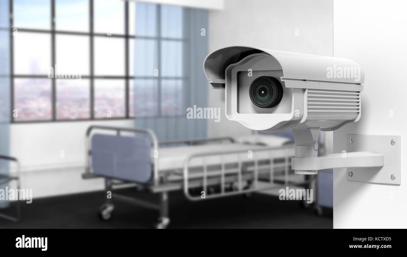Security surveillance camera on wall in a hospital room Stock Photo - Alamy