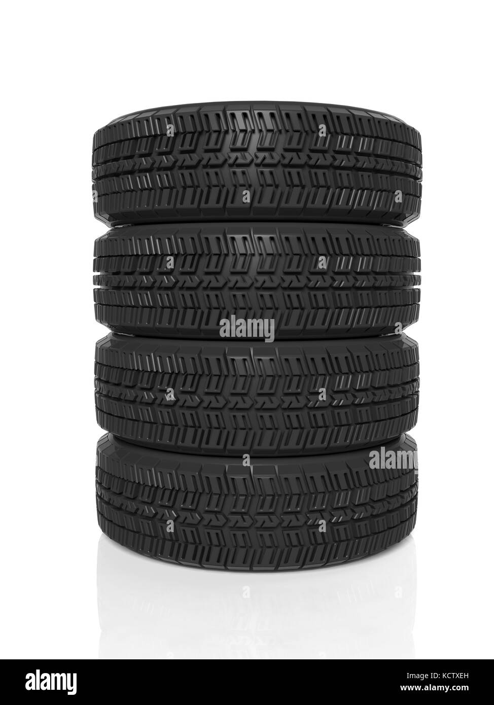 Stack of four black tires isolated on white background Stock Photo - Alamy