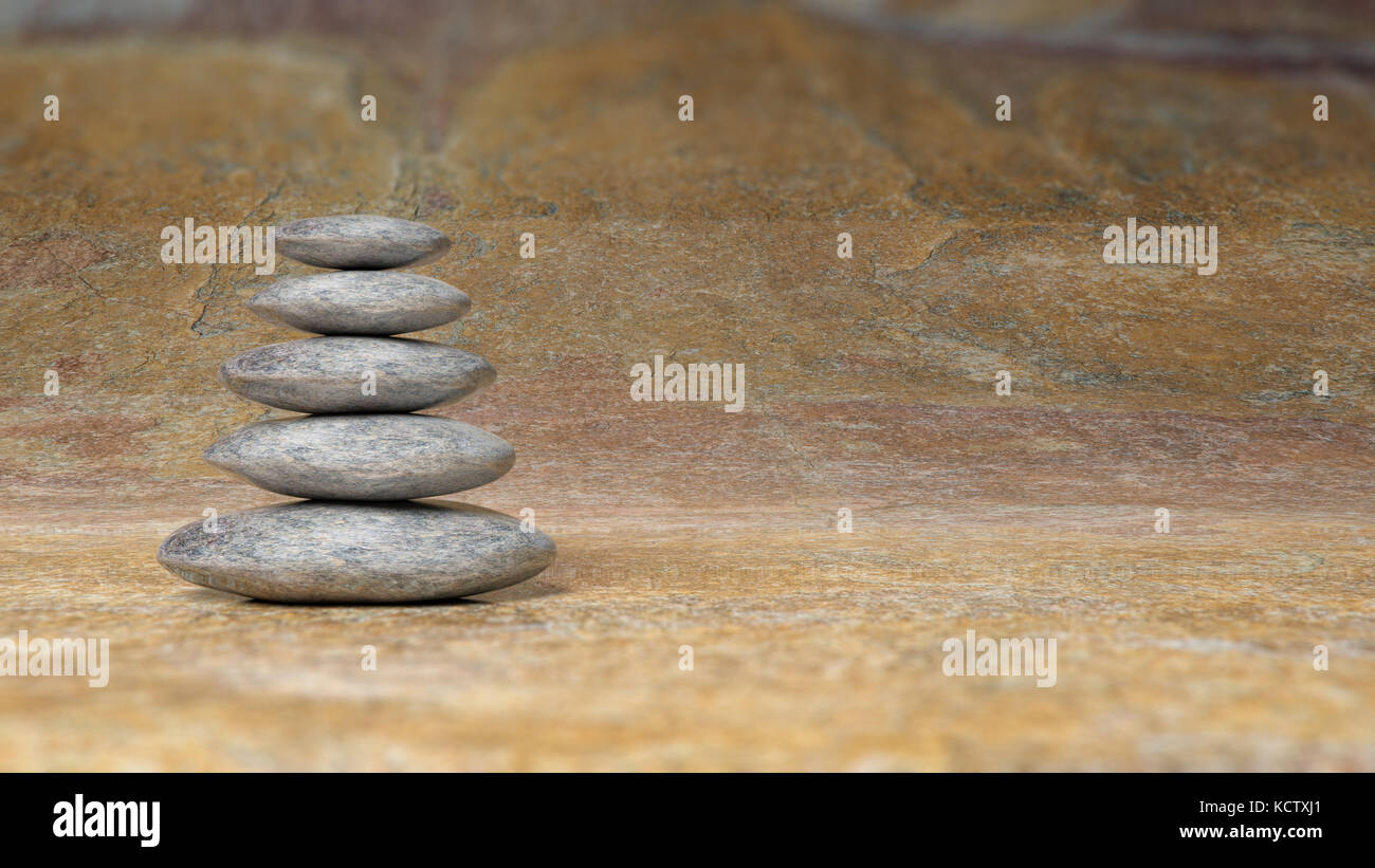 Balancing Zen stones stack from large to small on stone surface Stock ...