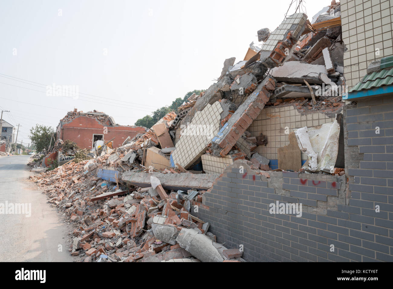 broken buildings, houses, distruction, development day china progress ...