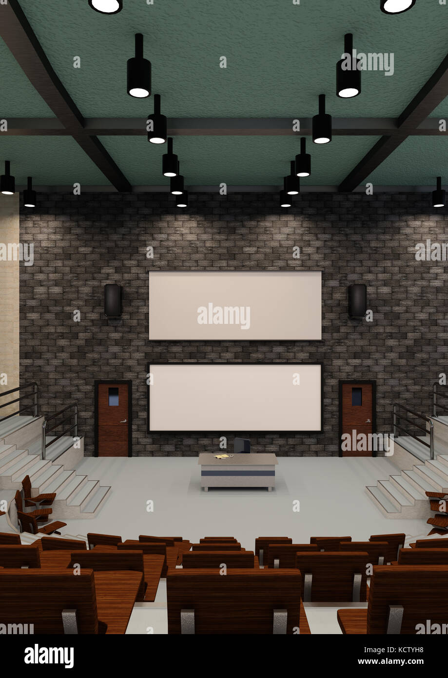 3D rendering of a lecture hall interior Stock Photo - Alamy