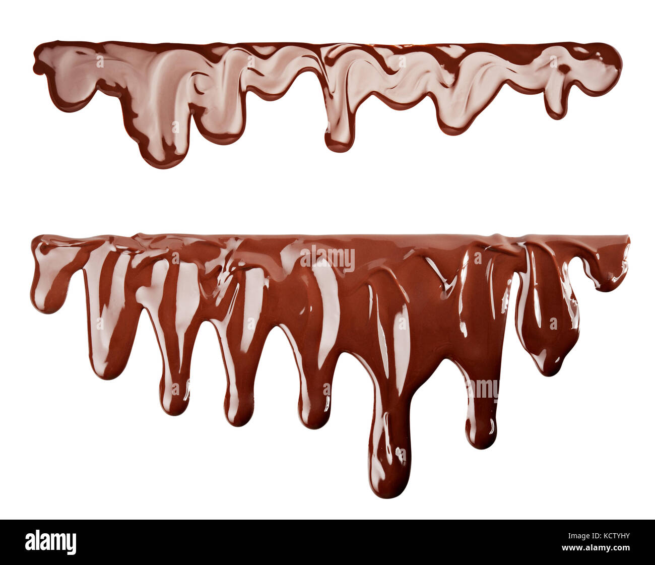 Chocolate streams isolated on white background Stock Photo - Alamy