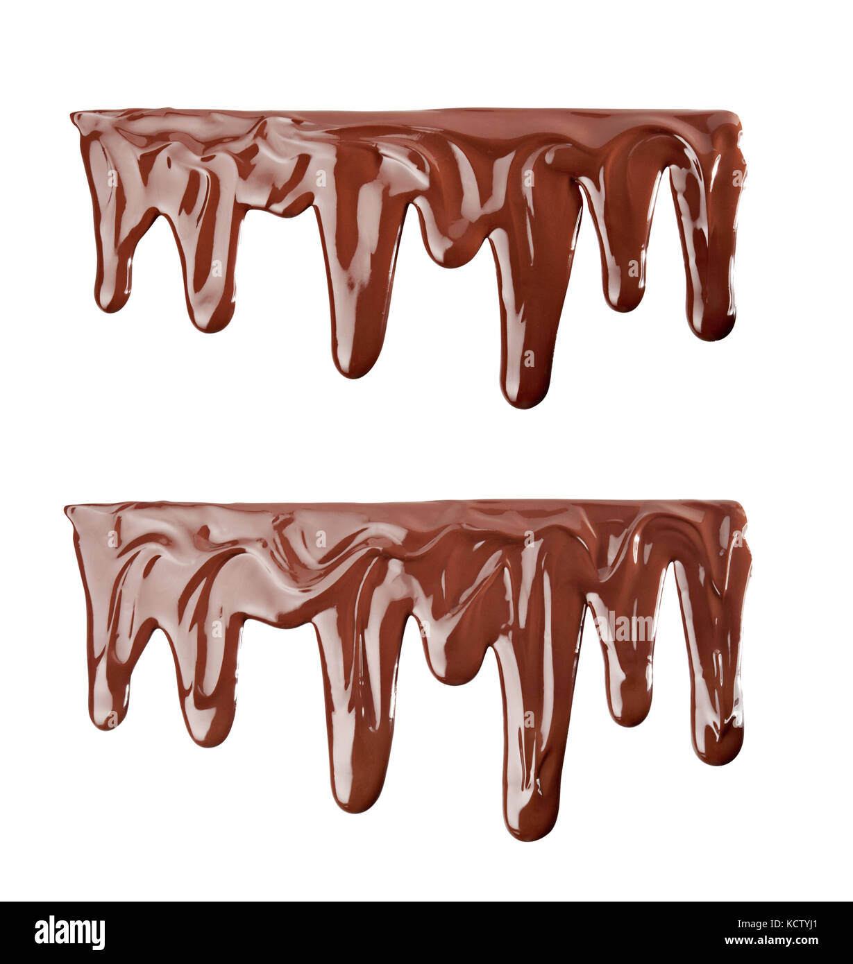 Chocolate streams isolated on white background Stock Photo - Alamy
